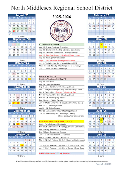 van isd calendar