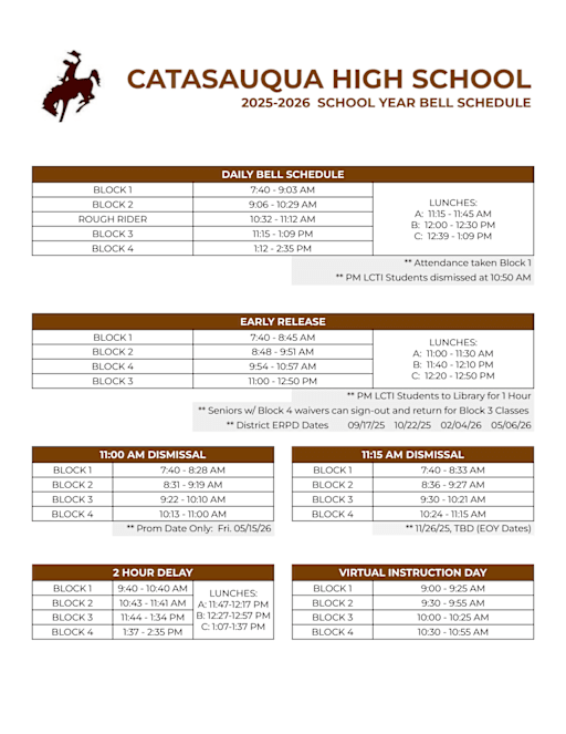colonial high school schedule