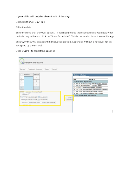 absent student report