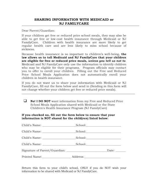 sharing information form