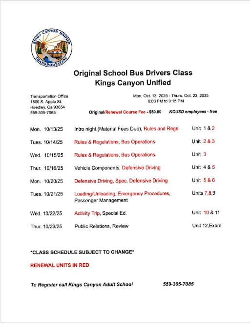 school bus driver improvement course