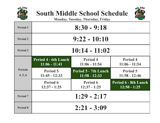 south elementary schedule