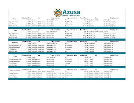 azusa schedule