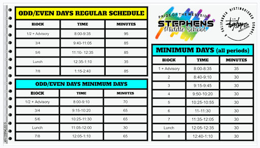 stephens middle school schedule