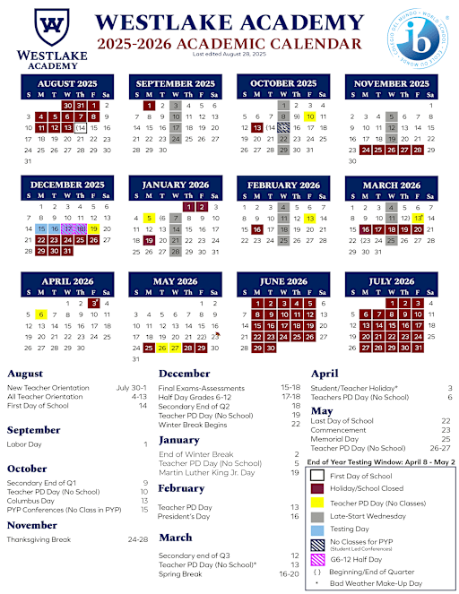 academic calendar