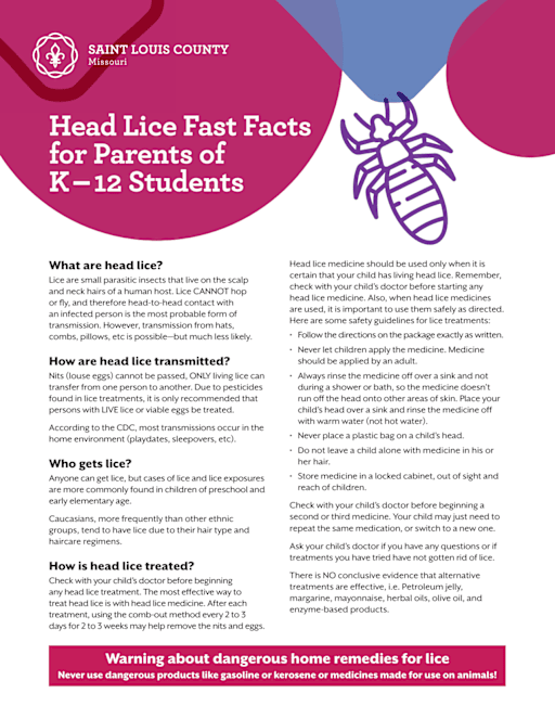 head lice recommendations