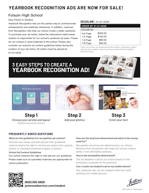 High School Recognition Ad Examples Ordering Recogniton Ads
