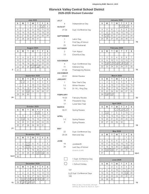 markham elementary school calendar