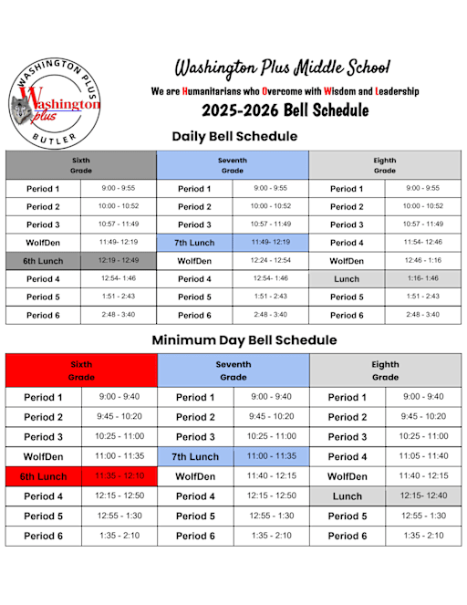 middle school student schedule