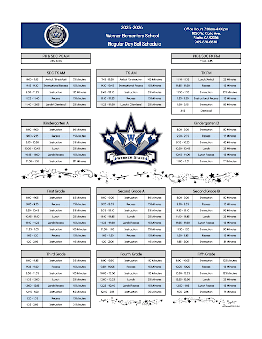 warner elementary school hours
