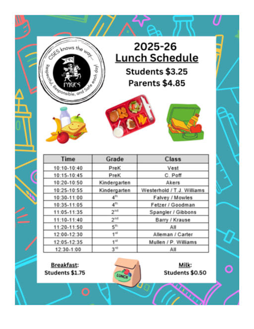 lunch schedule for elementary