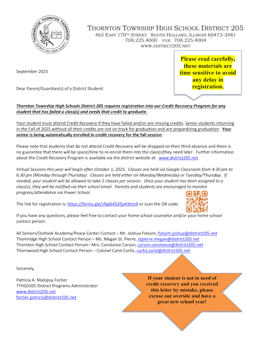 time sensitive material letter