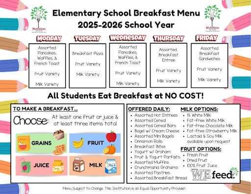 elementary school breakfast items