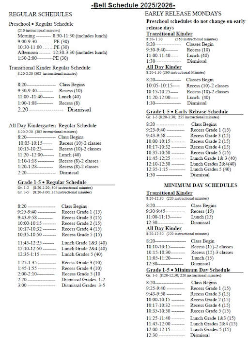 south elementary schedule