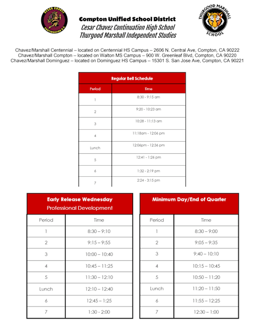marshall bell schedule
