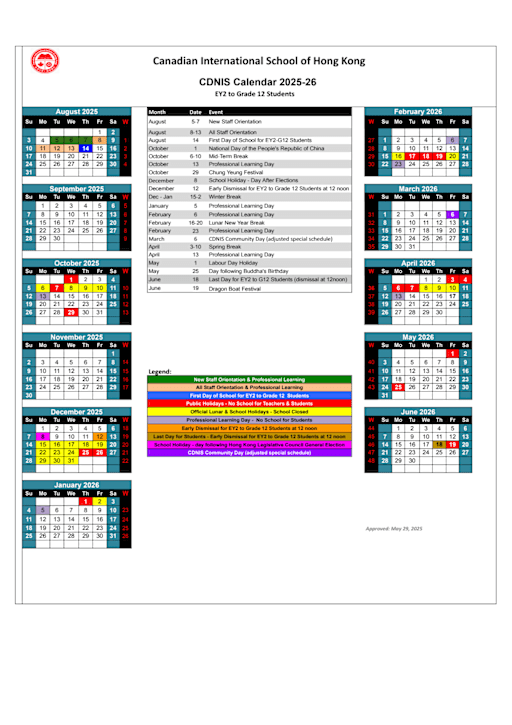 Canadian Public School Calendar