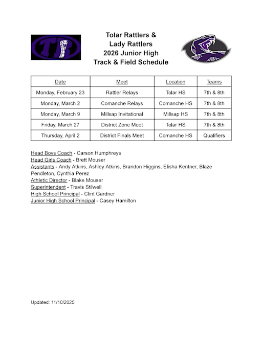 high school track schedule