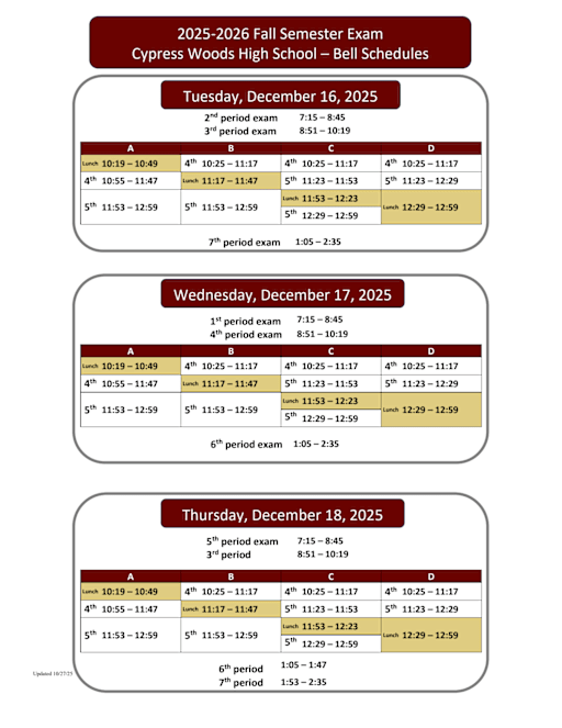 final exam schedule