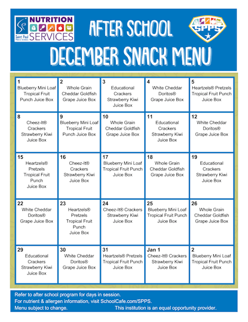 elementary school lunch schedule