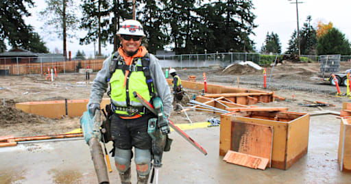 construction workers drilling