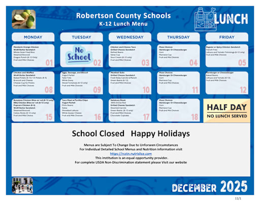 School Lunch Menu