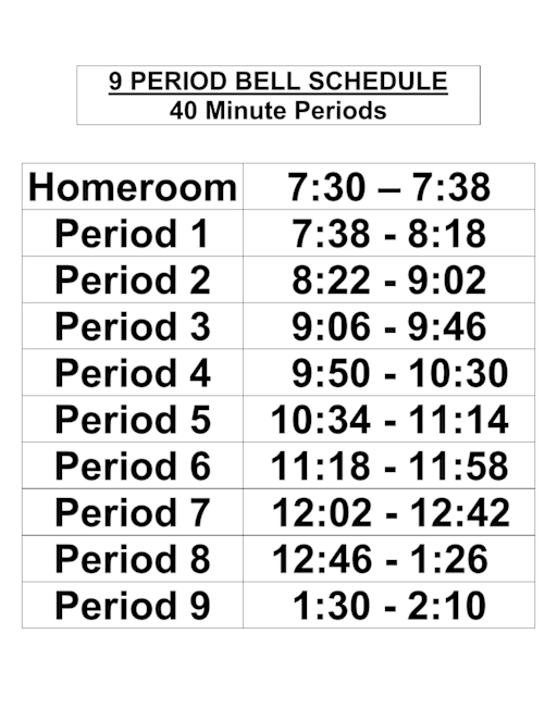 school bell timing format