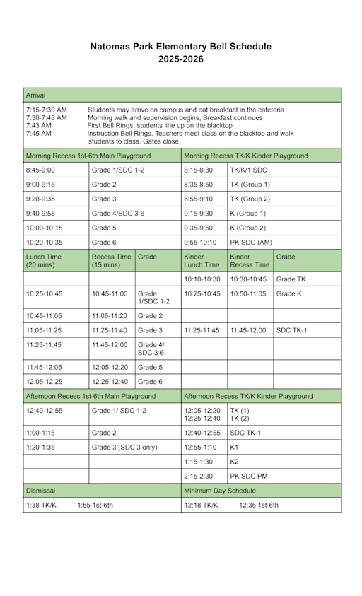 naumann elementary bell schedule