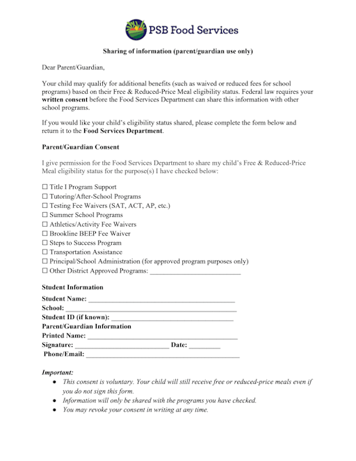 sharing information form