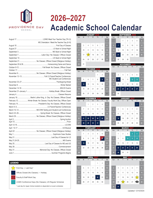 academic calendar