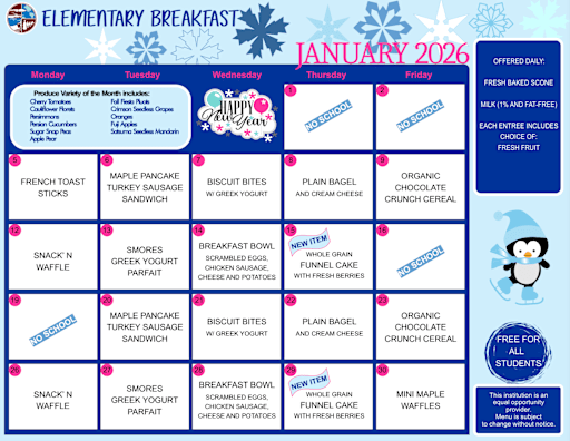 elementary school breakfast items