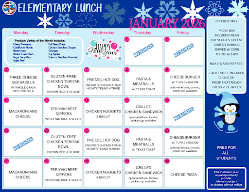 lunch schedule for elementary