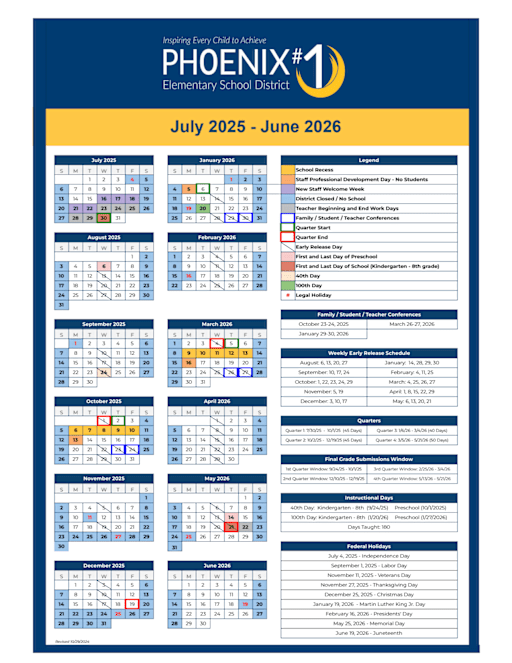 warner elementary school calendar