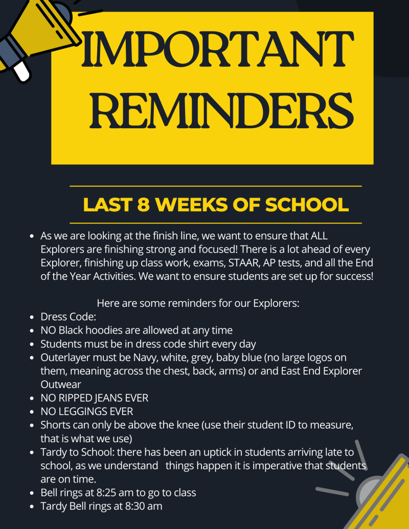 important reminders for students