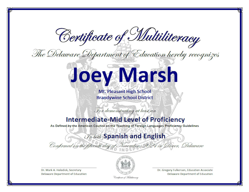 marticulate certificate