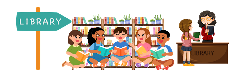 school library cartoon