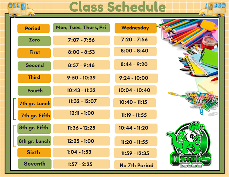 middle school student schedule