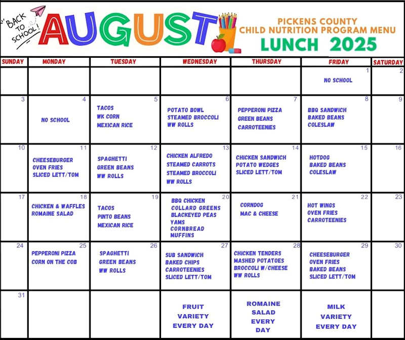 Menus - Gordo Elementary School