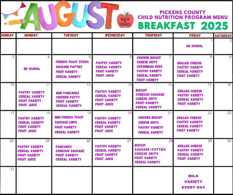 Menus - Gordo Elementary School