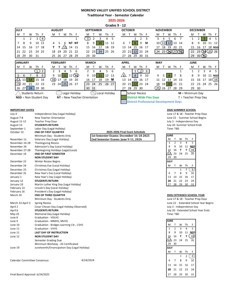 School Year Calendars - Valley View High School