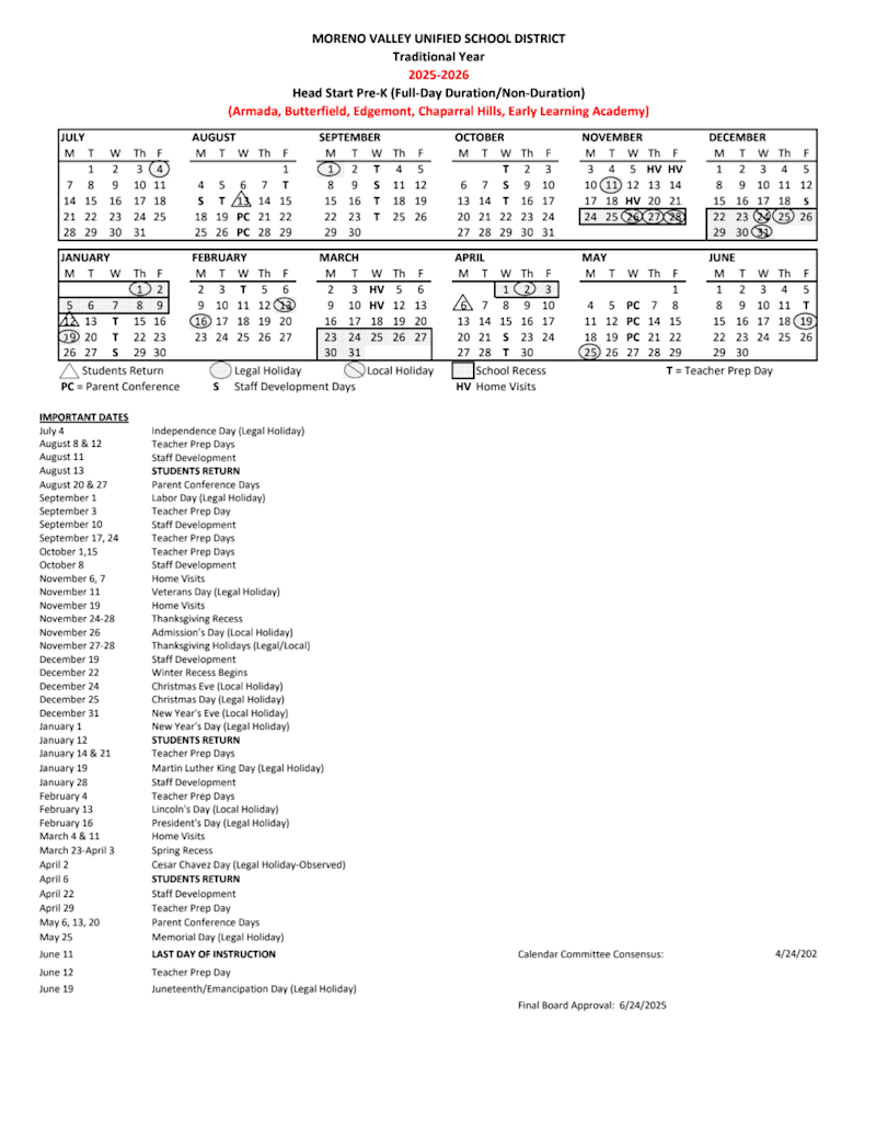 School Calendars - Vista Del Lago High School