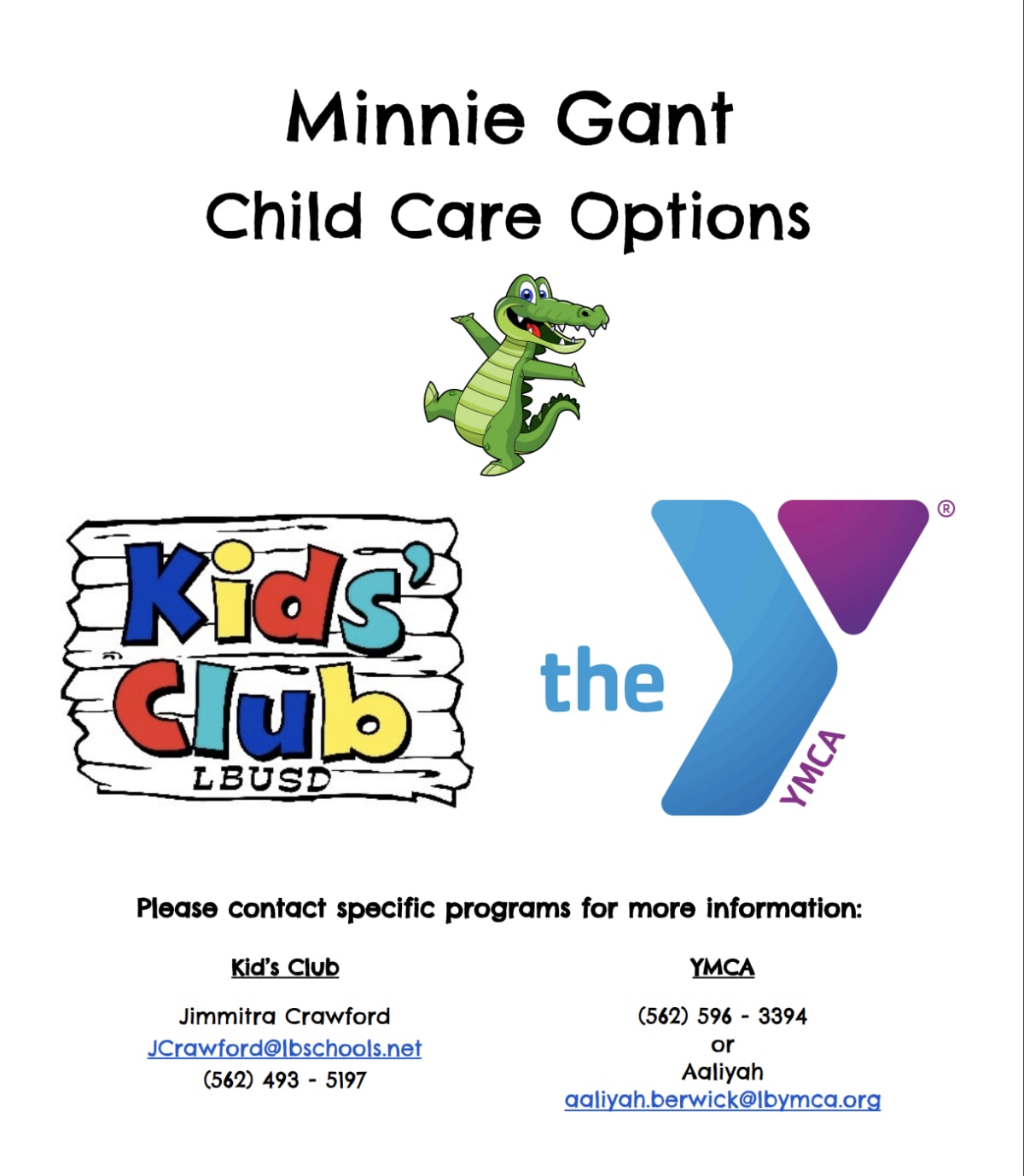 Child Care Options - Minnie Gant Elementary School