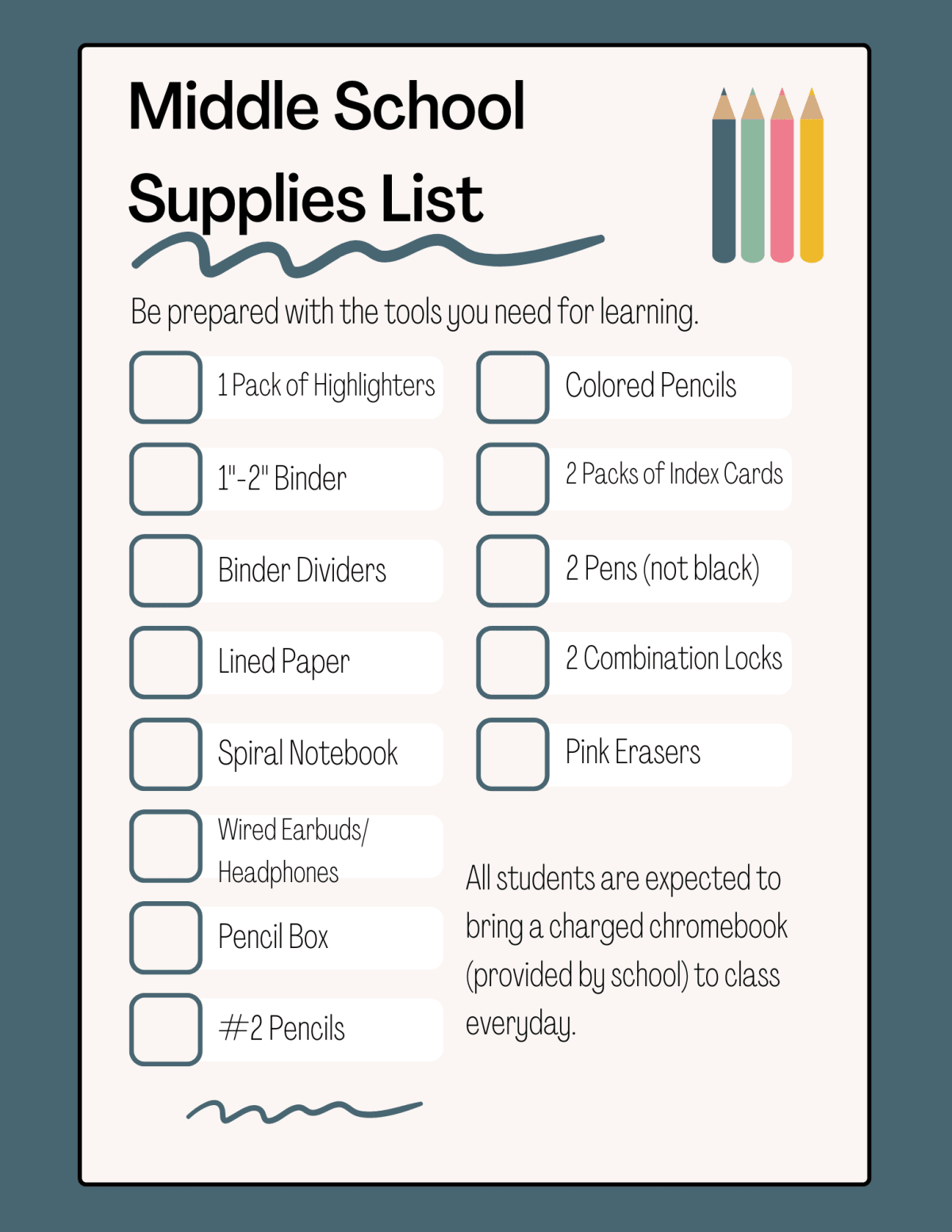 Supply List - Virginia City Middle School