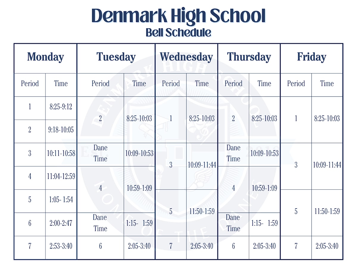 high school school timetable