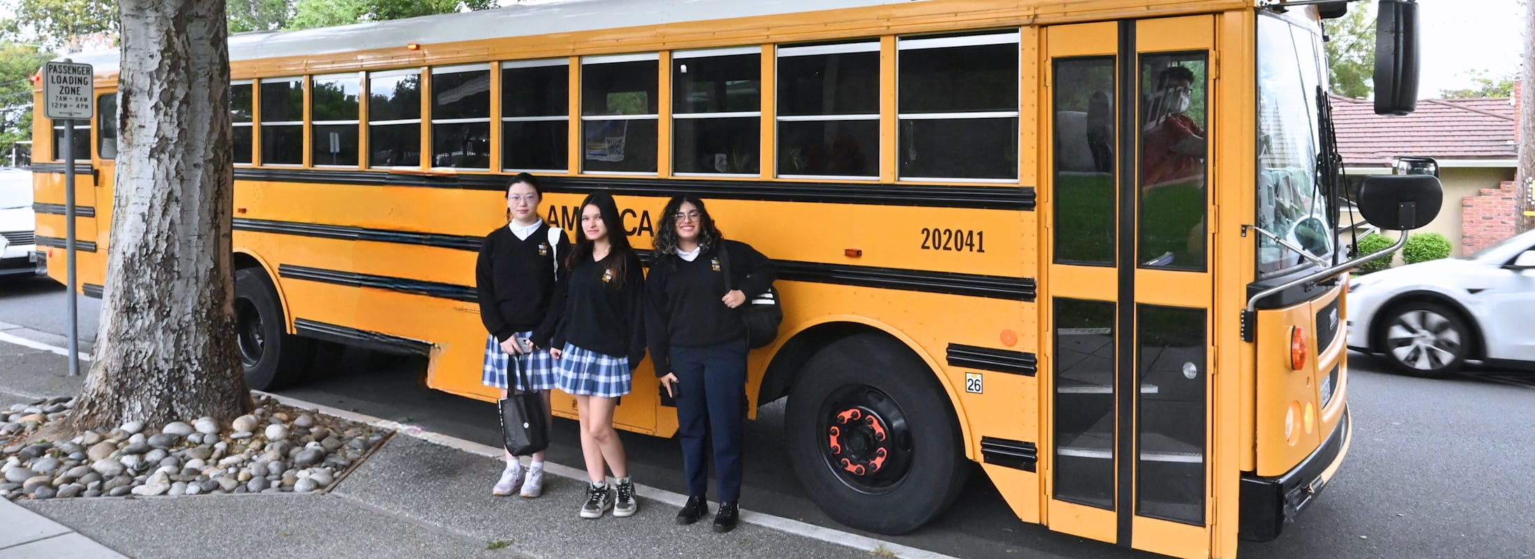 school bus inside with students