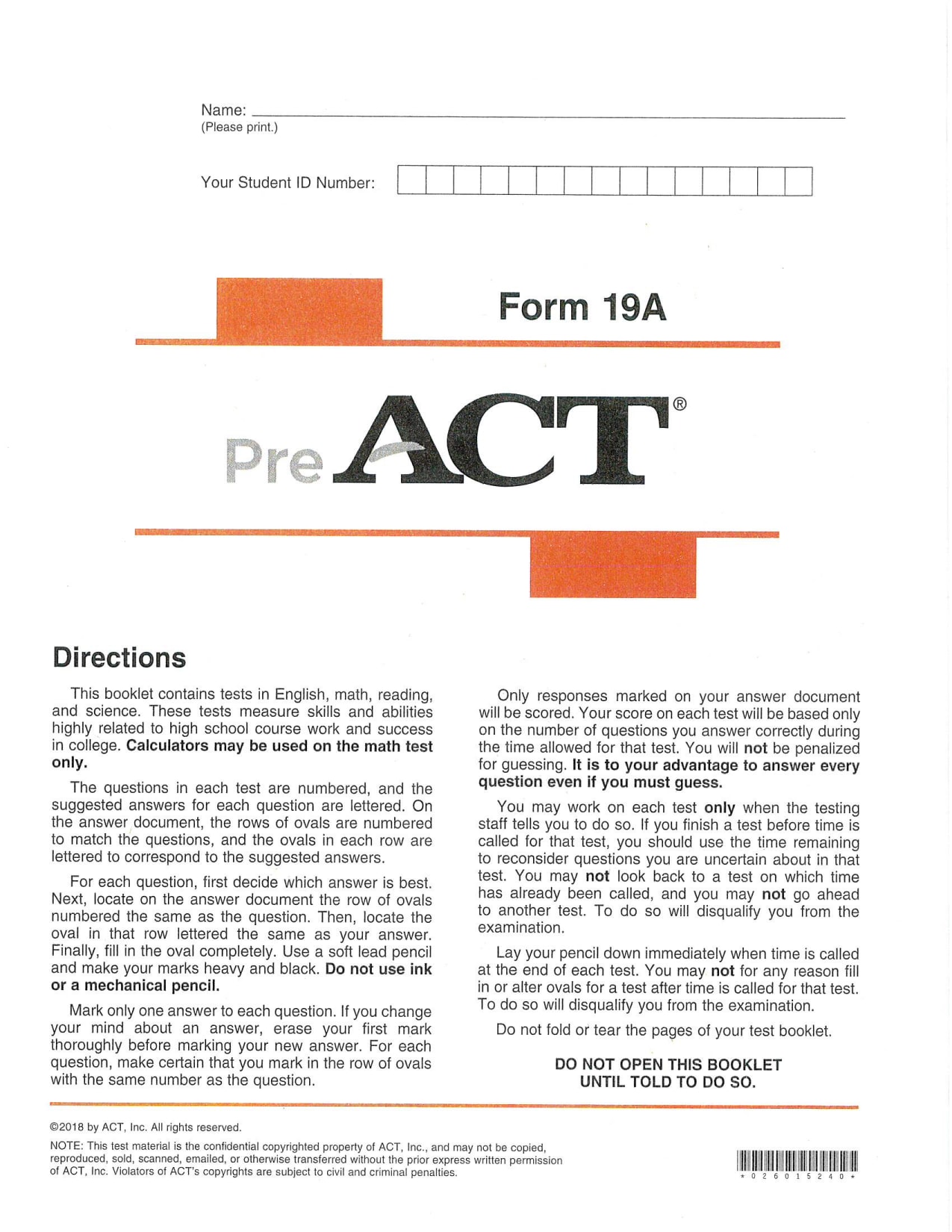 PreActContent - Catholic High School