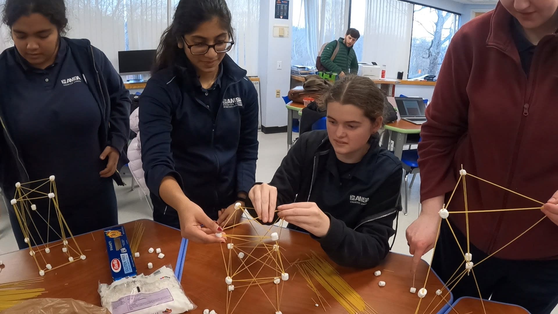 Spaghetti Towers Made With Marshmallows