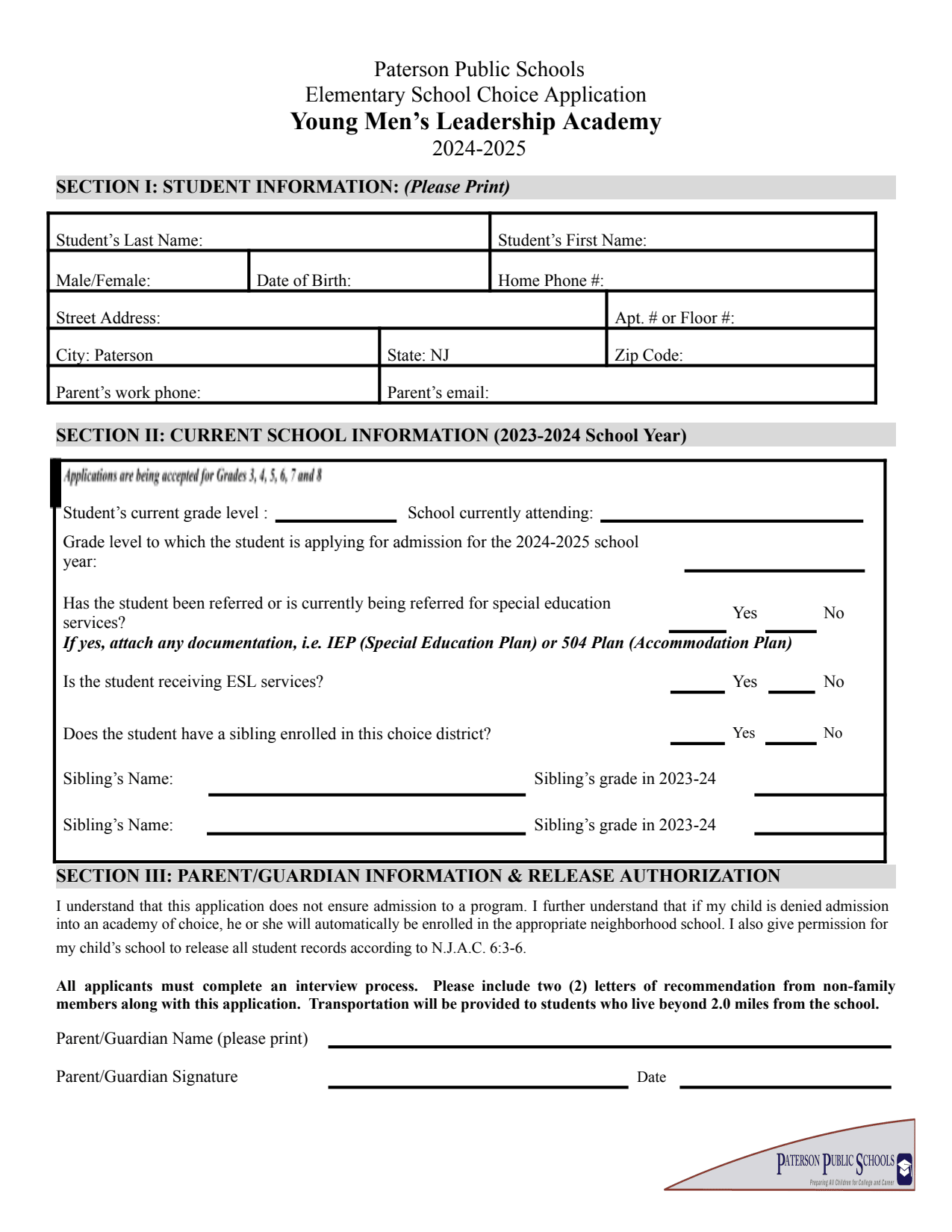 YMLA Application - Young Men's Leadership Academy