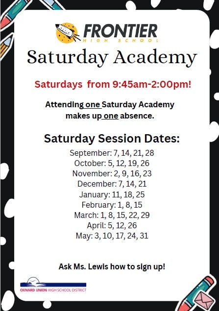 Saturday School Schedule Spring After School, Lunch Club & Saturday