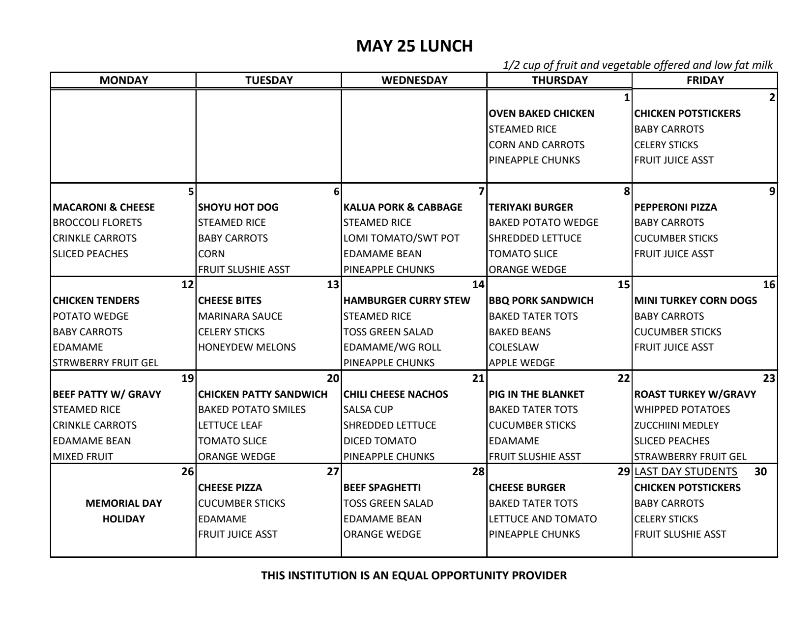 Menus - Lahaina Intermediate School