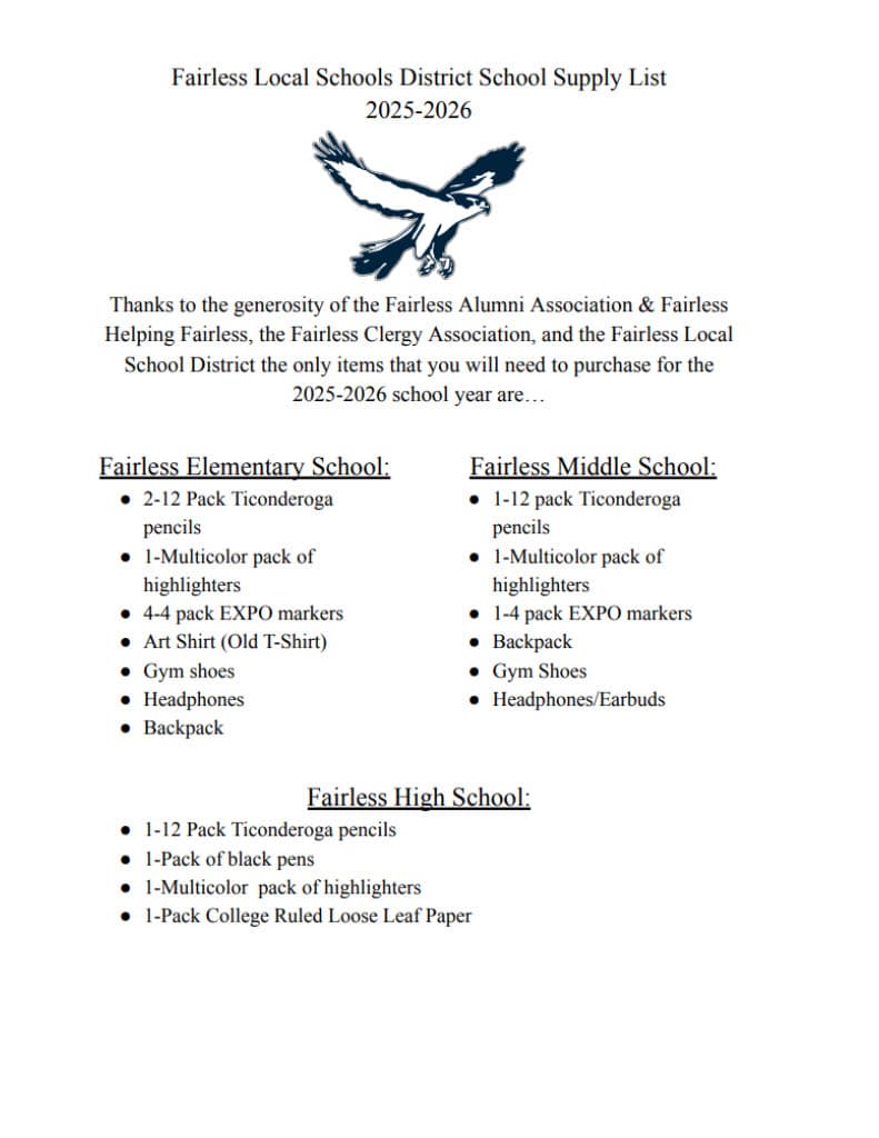 School Supply List - Fairless Local School District
